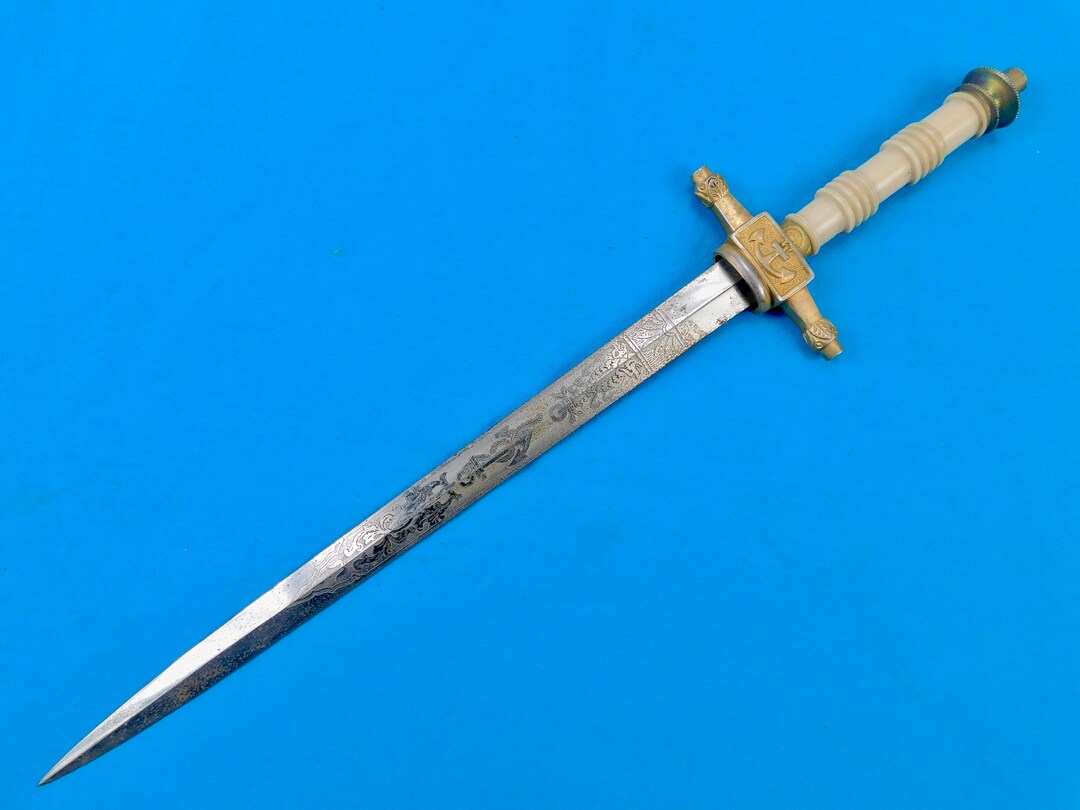Vintage Dutch Netherlands German Made Engraved Navy Naval Dagger Knife ...