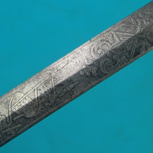 Antique Old US 19 Century Fraternal Masonic Engraved Sword W/ Scabbard ...