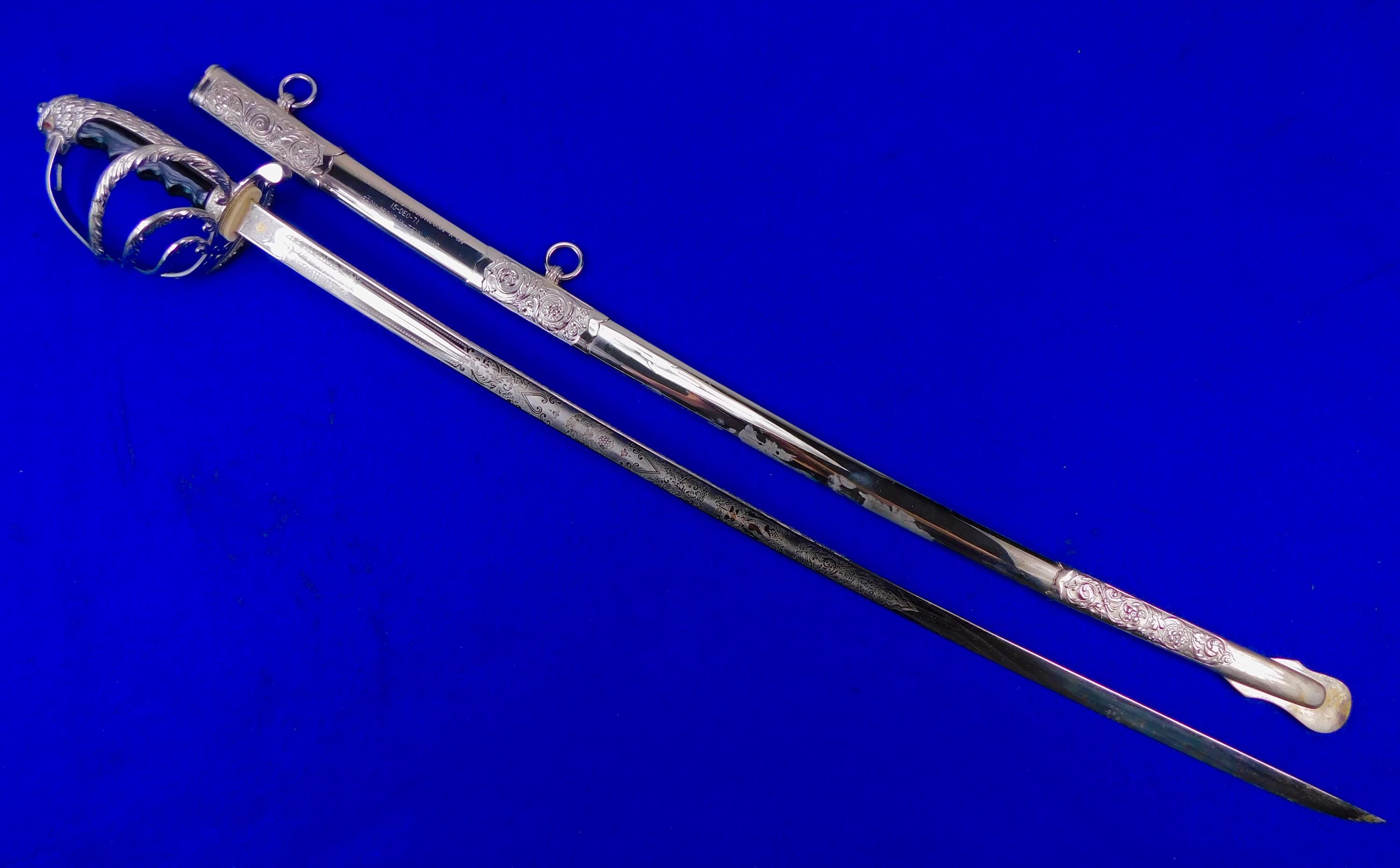 US Vietnam Era Model 1902 USAF Presentation Engraved Officer's Sword W ...
