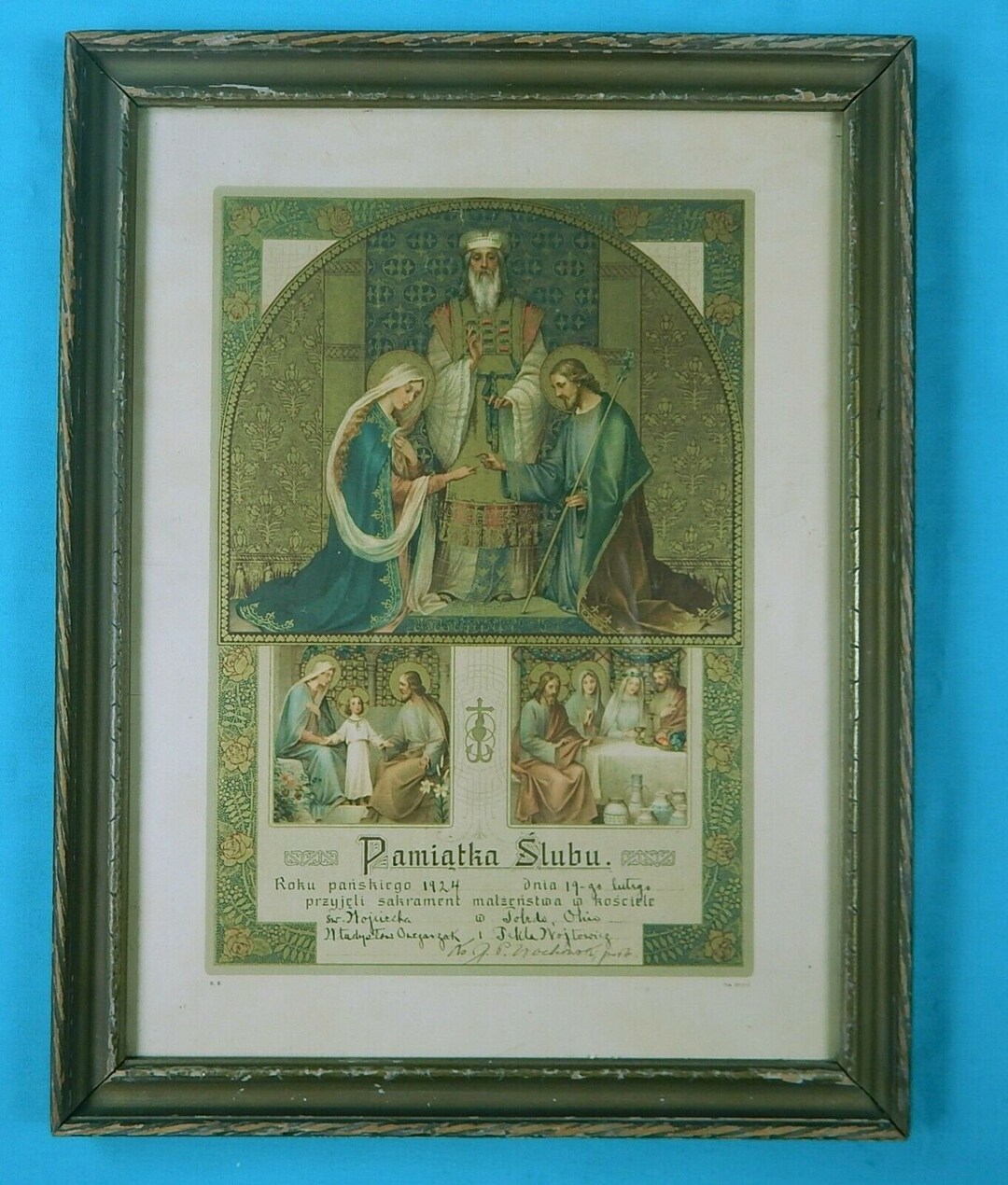 Antique 1924 Poland Polish Marriage Certificate Wedding Ceremony ...