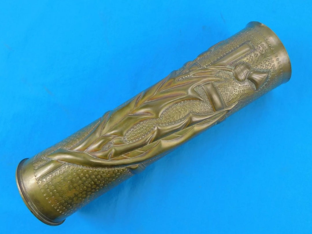 Antique US WW1 Trench Art AEF 1918 Large Shell Vase Military Home Decor ...