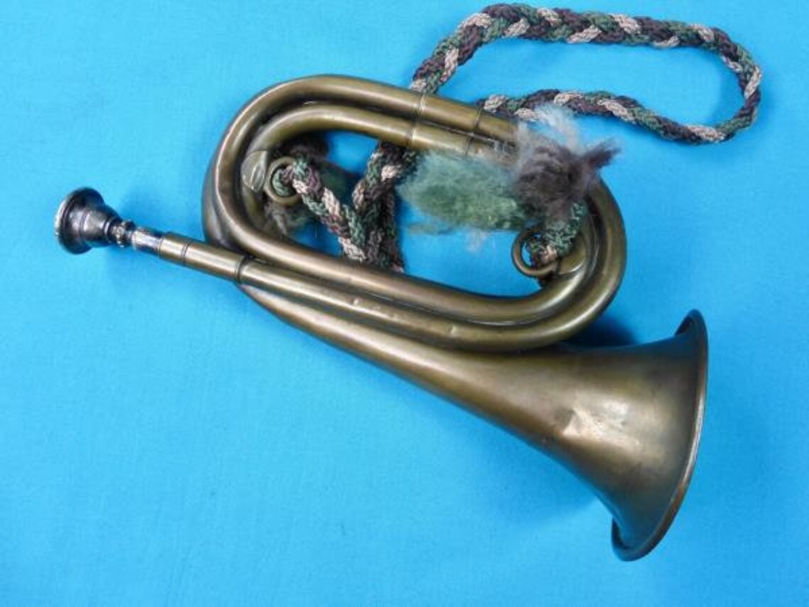 Antique WW1 US G R Band INST CO Grand Rapids Mich Brass Bugle Musical ...