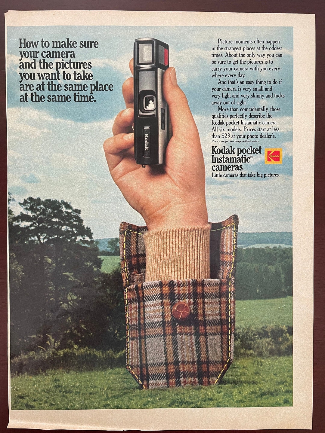 1974 Kodak Instamatic Camera Color Ad Print, Vintage Ad Wall Art - Etsy