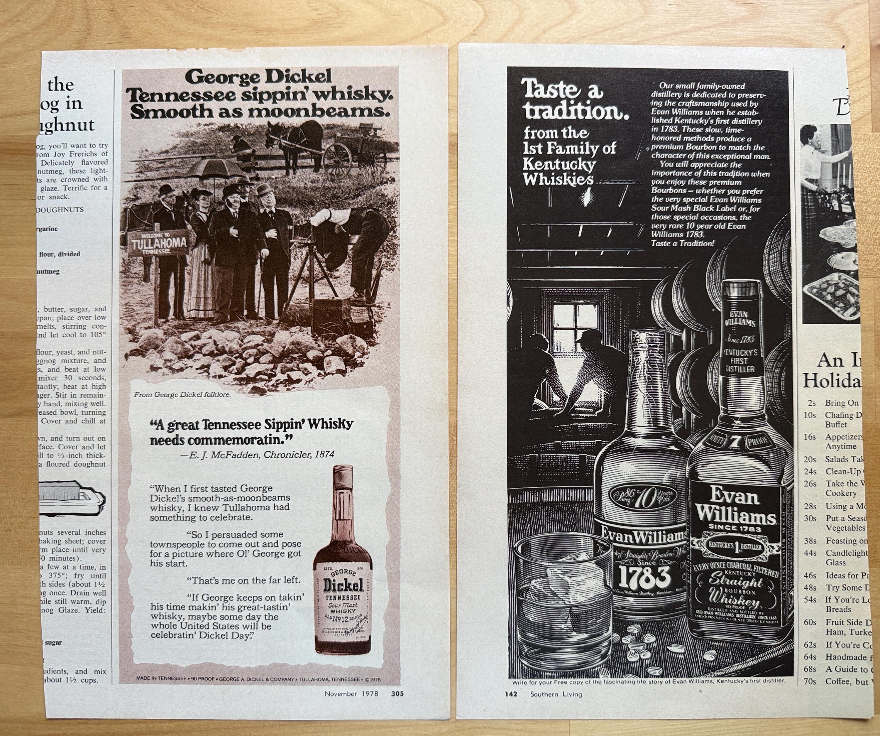 ORIGINAL VINTAGE ADS, Two Whiskey Ads, Retro Bar Decor, 70s Bourbon ...