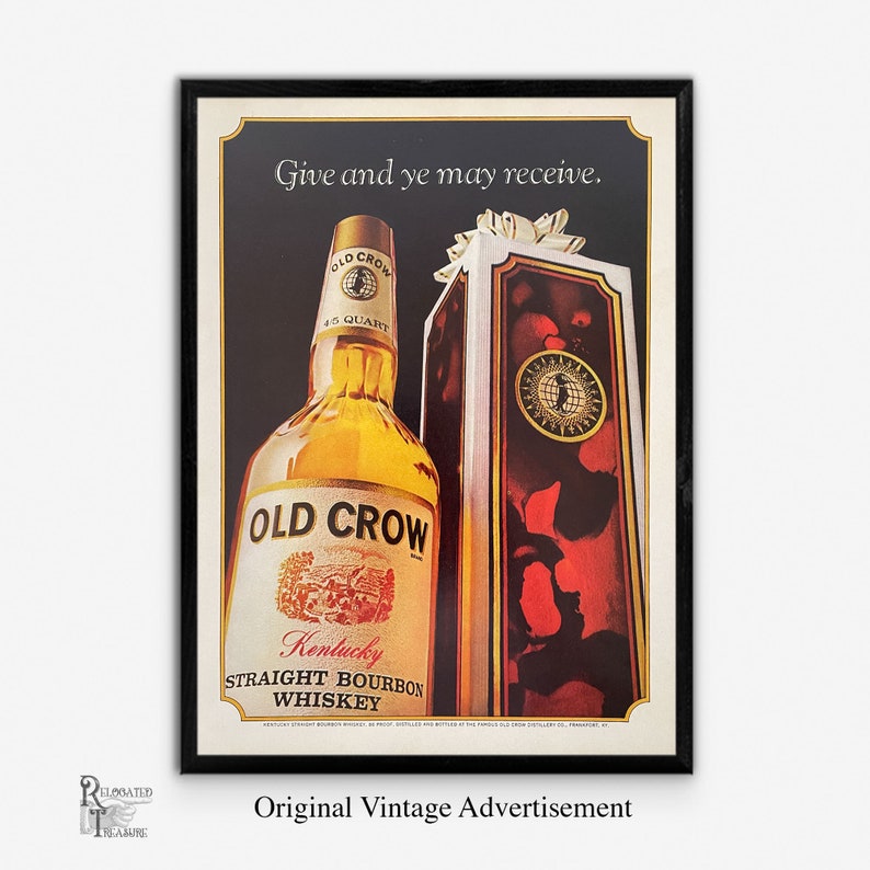Old Crow Straight Bourbon Whiskey Magazine Ad From 1971, Whiskey Wall ...