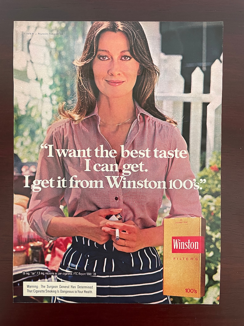 1970s Winston 100s Magazine Ad, Tobacco Ad, Vintage Home Decor, 8X11 ...