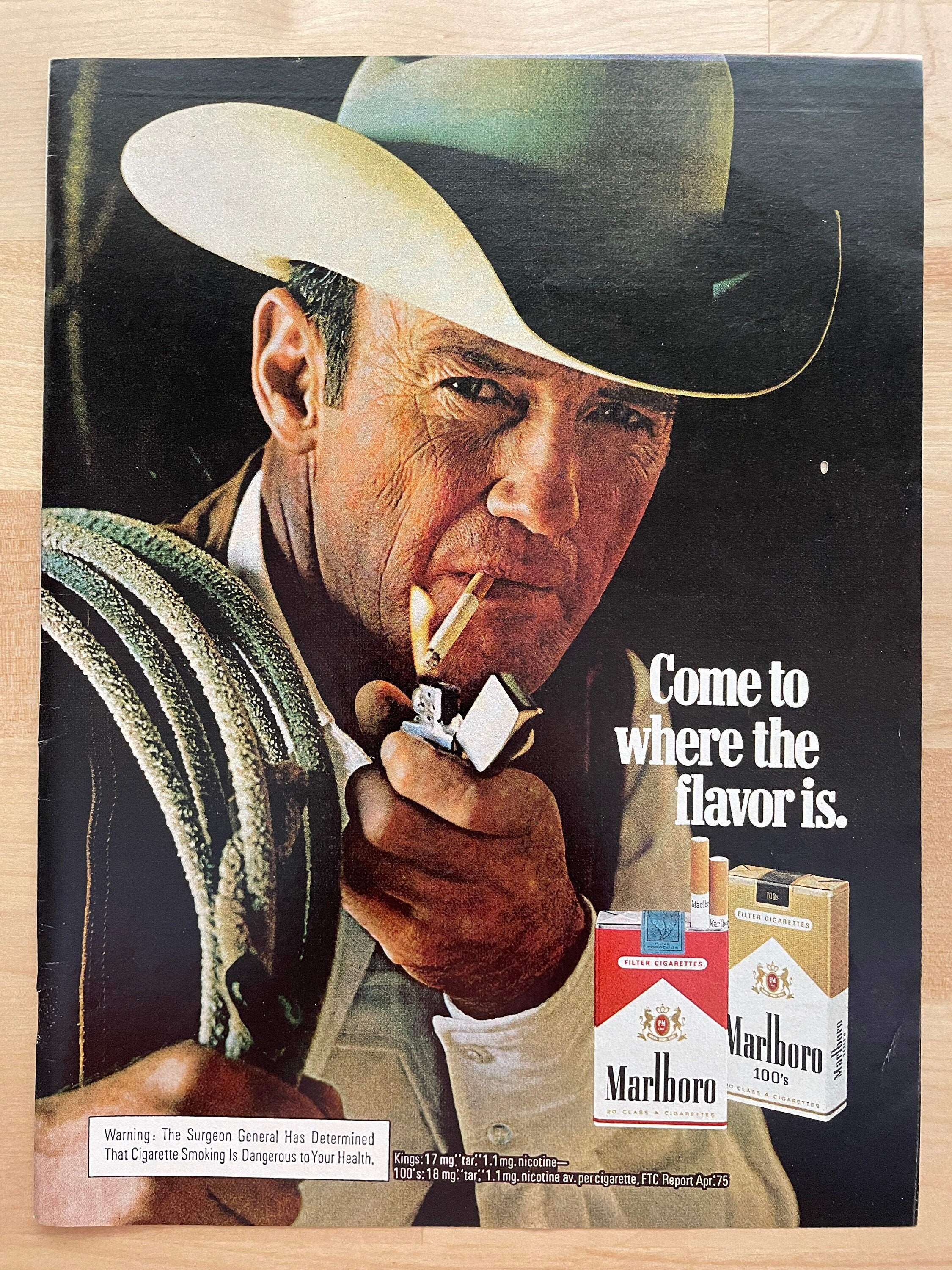 1970s Marlboro Ad Print, Iconic Cowboy Cigarette Ad Page, 1970s ...