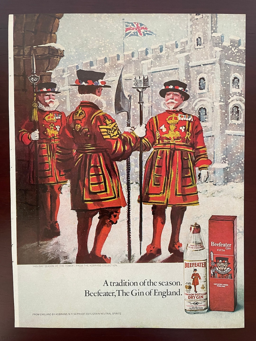 1971 Beefeater Gin Magazine Ad Page, Holiday Liquor Ad Gift, Winter ...