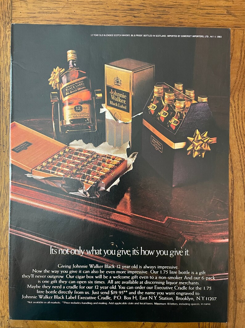 Johnnie Walker Black Label Classic Christmas Ad From 1983, Unique ...