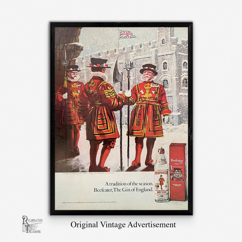 1971 Beefeater Gin Magazine Ad Page, Holiday Liquor Ad Gift, Winter ...