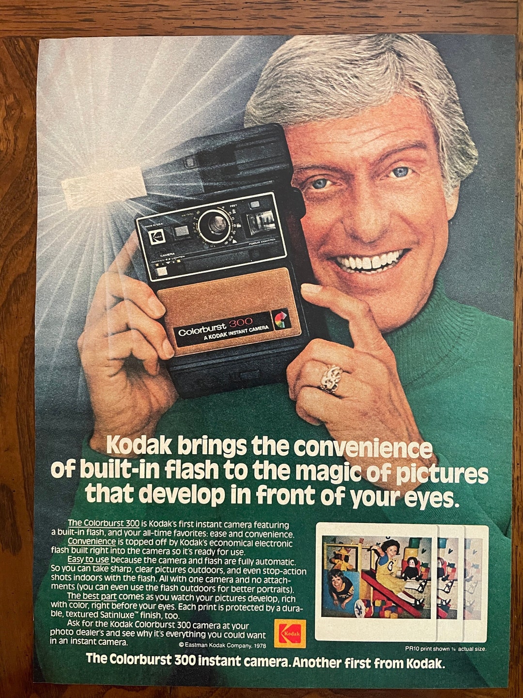 Vintage Camera Ad, Retro 1970s Kodak Instant Camera Ad, Actor Dick Van ...