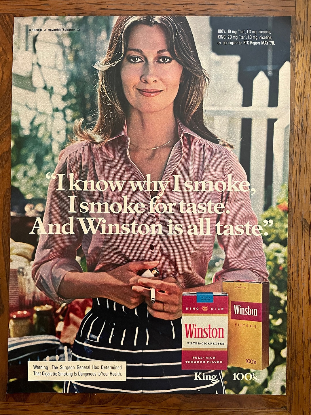 Vintage 1978 Winston Filter Cigarette Ad Page - Etsy