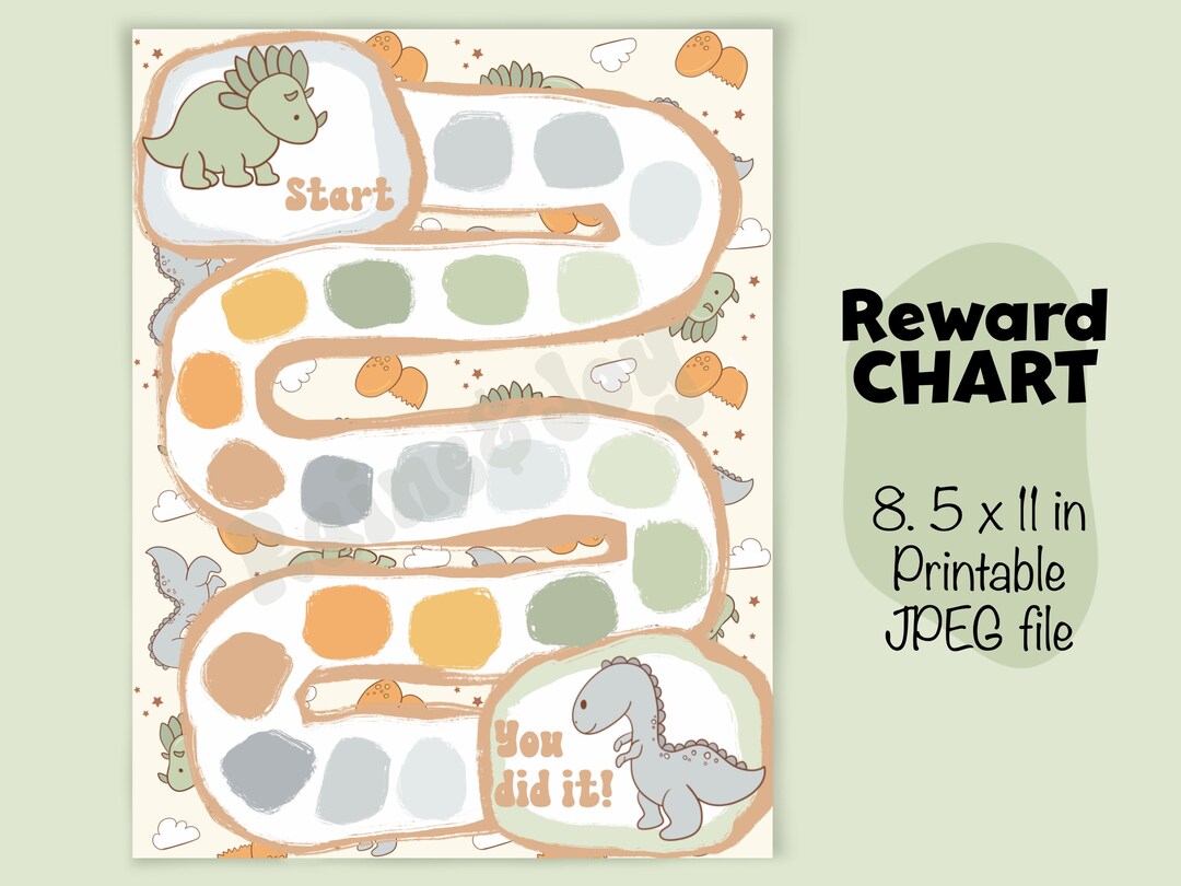 Dinosaur Reward Chart for Kids, Reward Chart Template, Printable ...