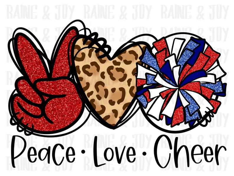 Peace Love Cheer Png Cheer Sublimation Red White and Blue - Etsy