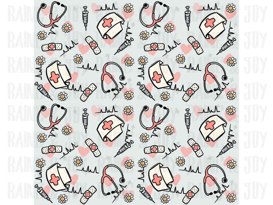 Nurse Seamless Pattern Png, Nurse Pattern Png, Nursing Png, Retro Png ...
