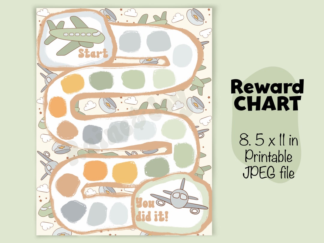 Airplane Reward Chart for Kids, Reward Chart Template, Printable ...