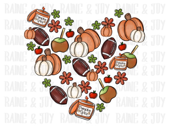 Fall Heart Png Football Png Pumpkin Png Fall Png - Etsy
