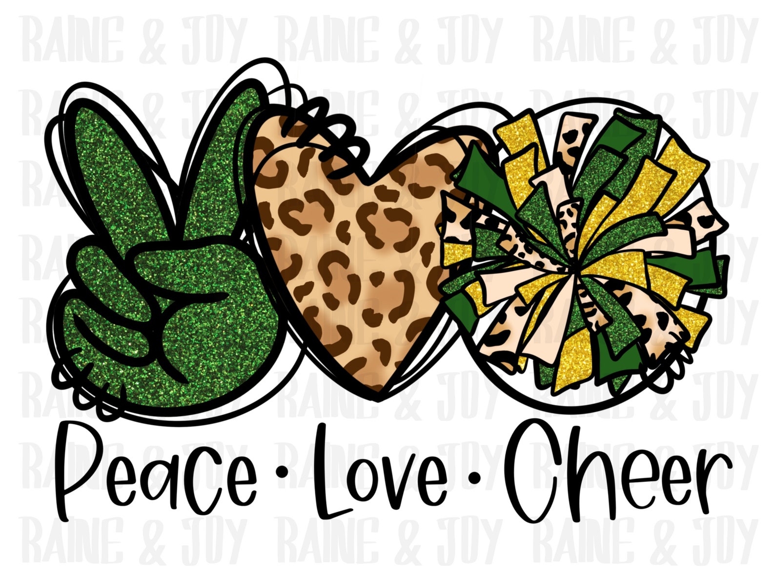 Peace Love Cheer Png Cheer Sublimation Yellow and Green - Etsy
