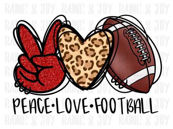 Peace Love Football Png Red Football Sublimation Designs - Etsy