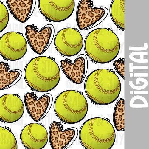 Softball Leopard Seamless Pattern Sublimate Download Digital - Etsy