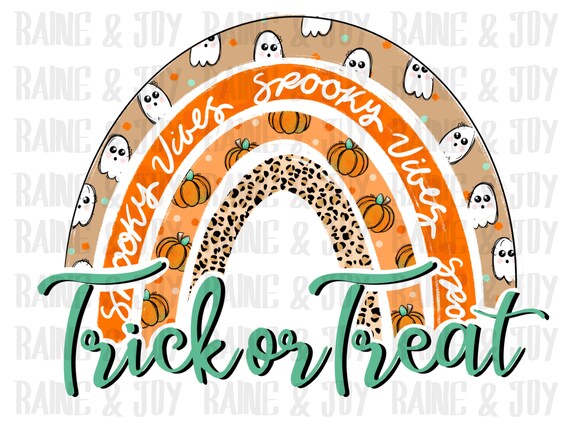 Trick or Treat Rainbow Png Halloween Png Trick or Treat Png | Etsy