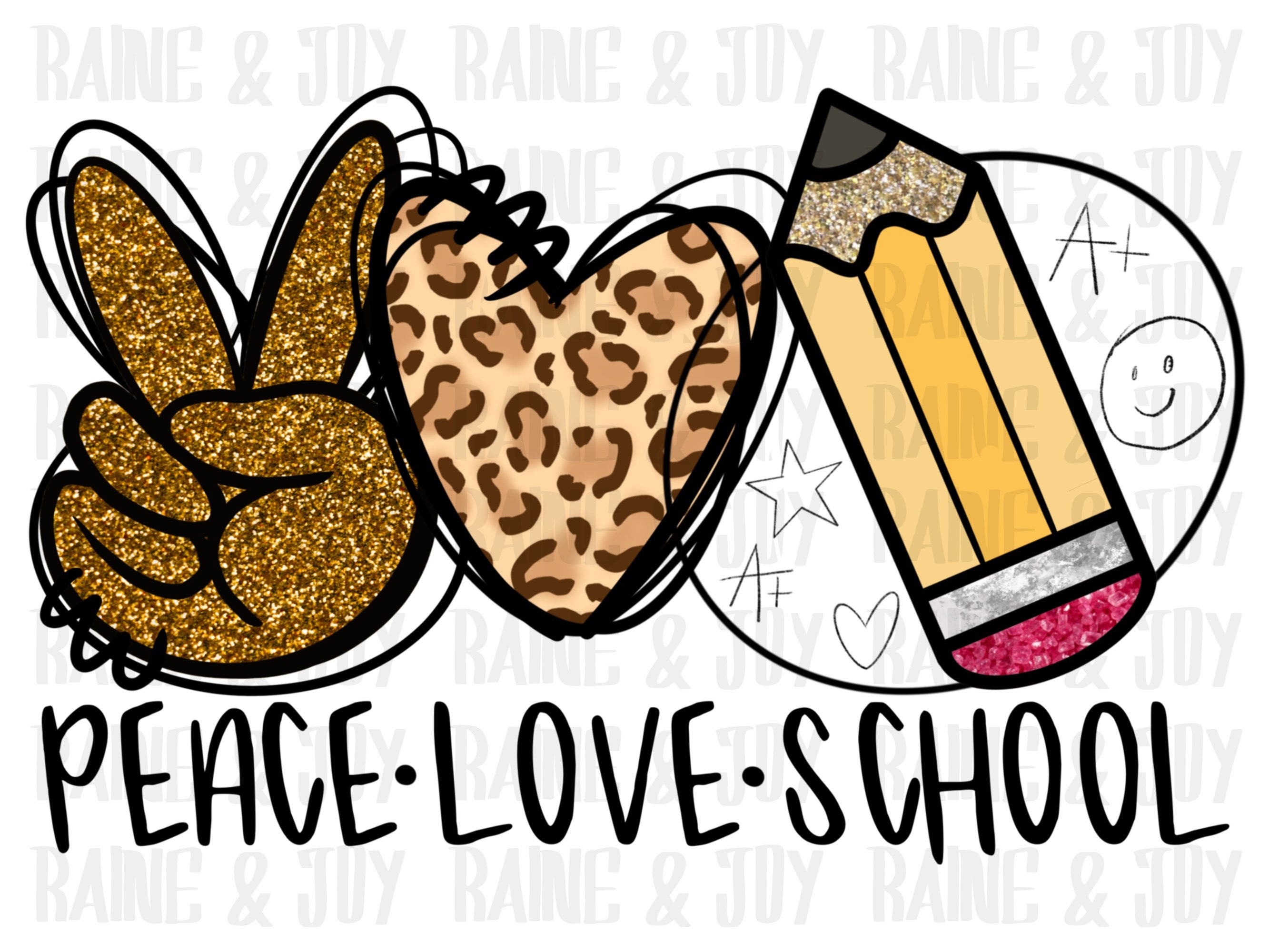 Peace Love School Png Teaching Sublimation Designs Downloads - Etsy