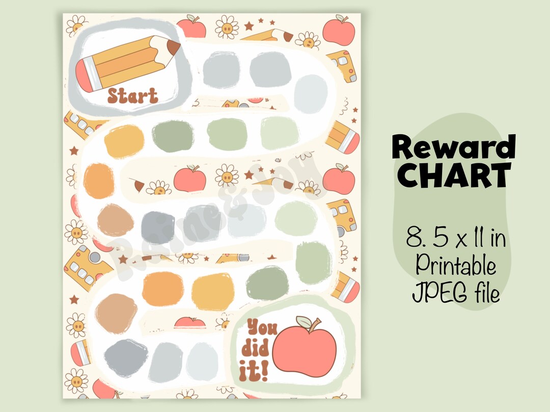 School Reward Chart for Kids, Reward Chart Template, Printable, Toddler ...