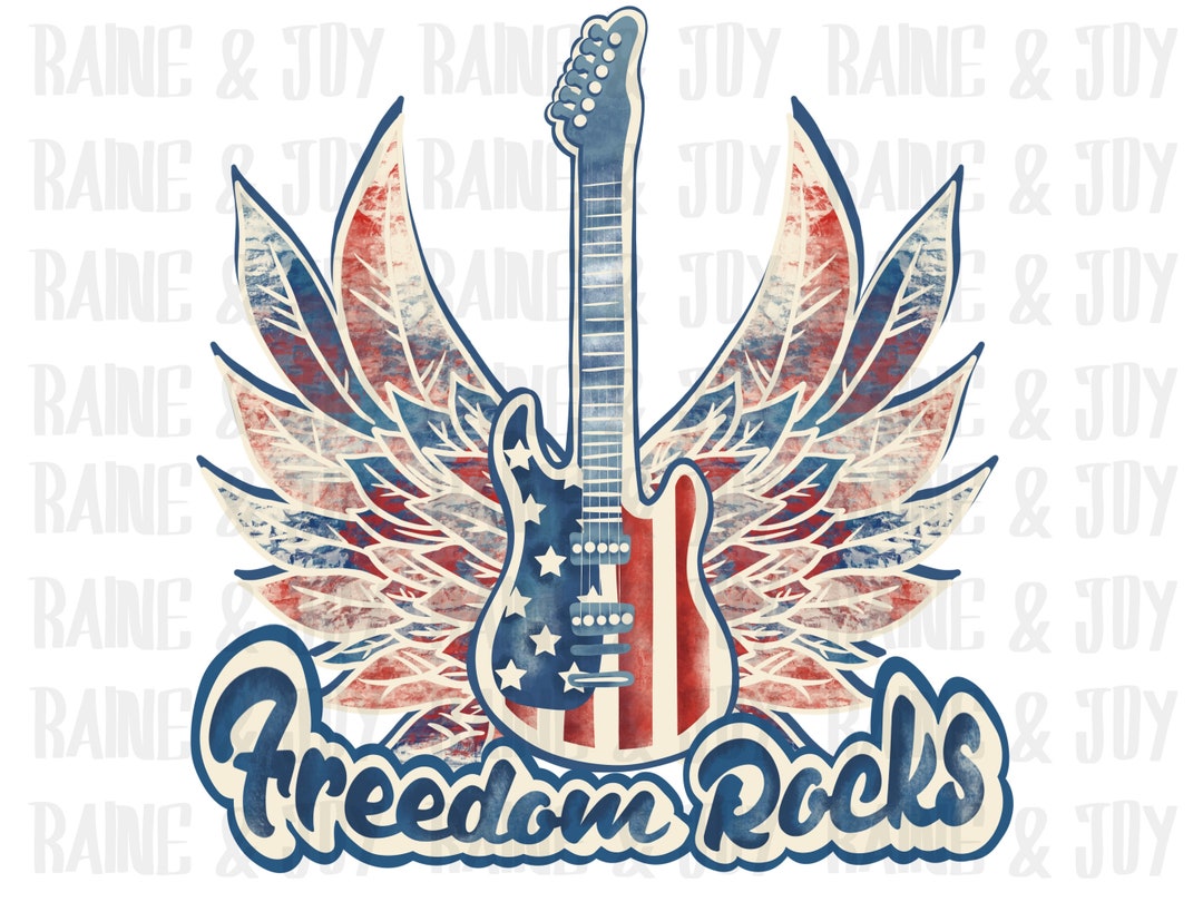 Freedom Rocks Png, Wings Png, 4th of July Png, Guitar Png, Fourth of ...