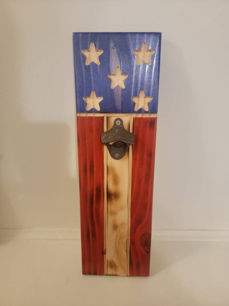American Flag Bottle Opener With Magnet - Etsy