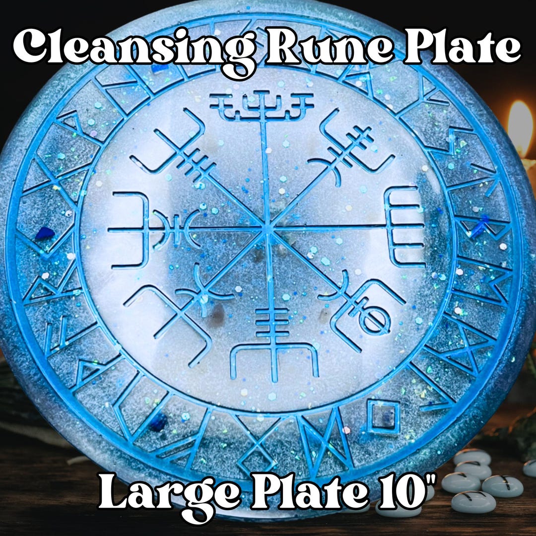 Divination Rune Plate | Altar Plate | Viking Compass | Vegvisir | Elder ...