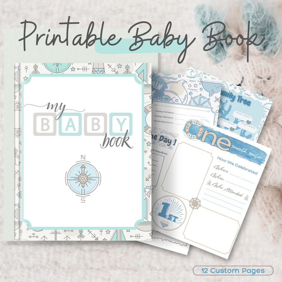 Nautical Baby Book Pages | Printable Baby Book Pages | Baby's First ...