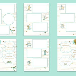 Gender Neutral Baby Book Pages, Mint and Gold Prints | Baby Book ...