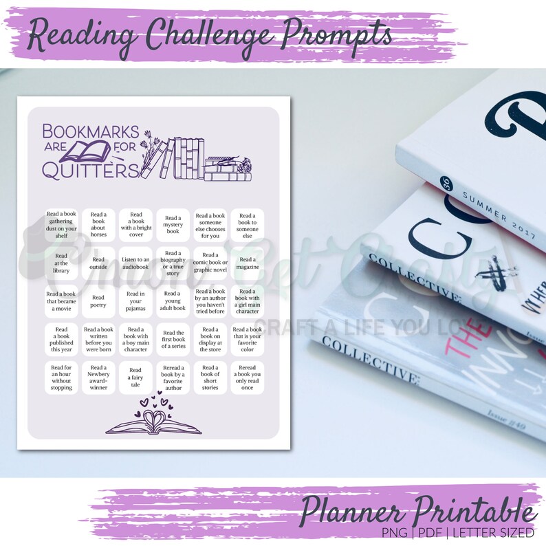 Reading Challenge, Reading Prompt Ideas Printable Checklist Planner - Etsy
