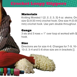 Easy Vintage CROCHET Pattern Loopy Slippers Adult Child Popcorn Dustmop ...