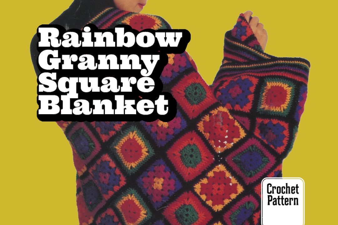 CROCHET PATTERN | Rainbow Granny Square Blanket | Vintage 80's | Boho ...