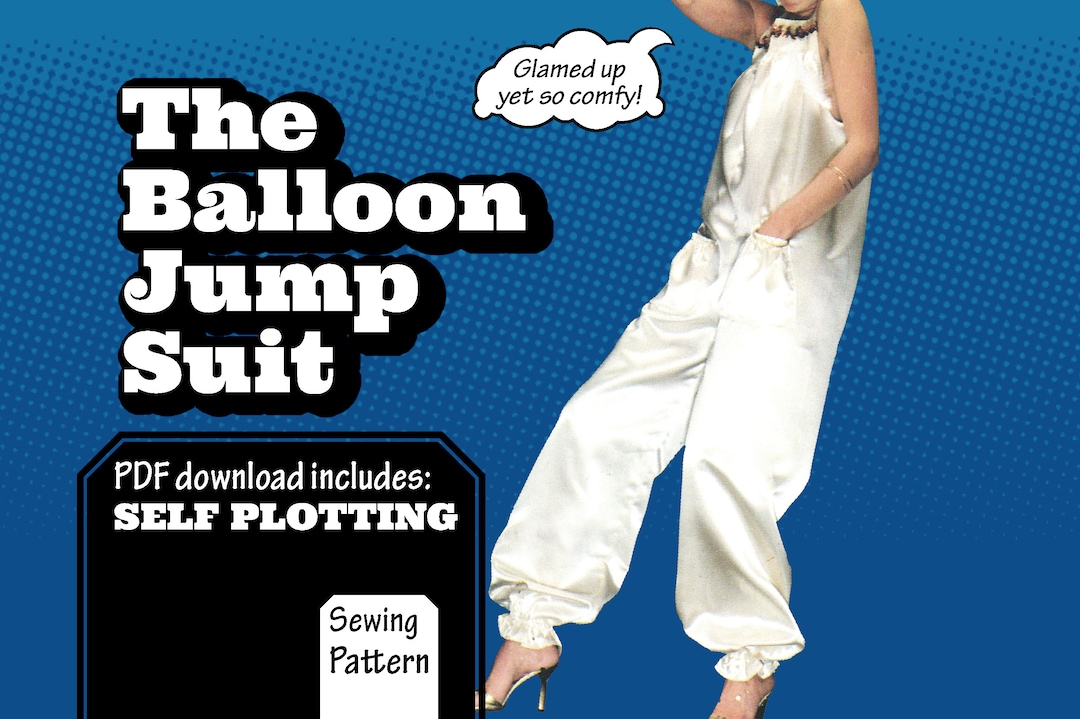PATTERN Sew Balloon Jumpsuit Pockets Comfortable Romper Overalls Harem Loose Fit Retro 1970s ...