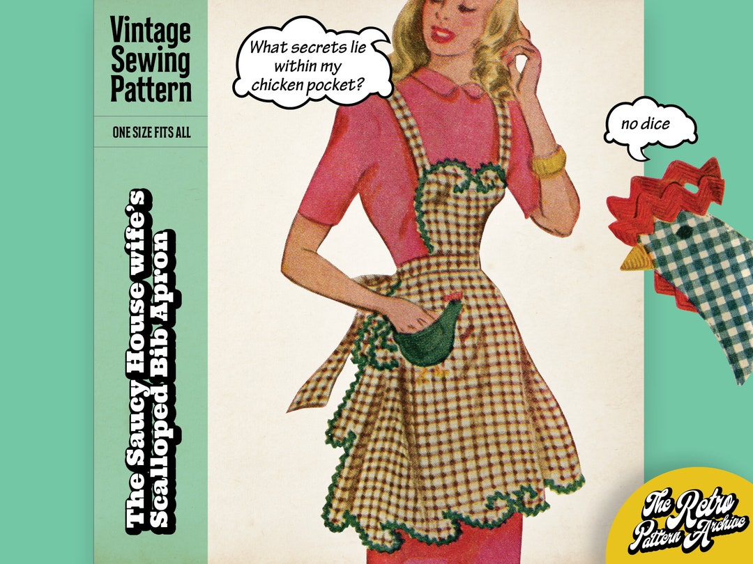 SEWING PATTERN | Vintage 40's | Women Saucy Housewife Scalloped Bib ...