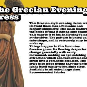 PATTERN Easy Sew Vintage Women Grecian Evening Dress Roman Greek ...