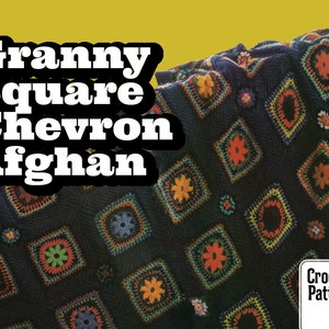 CROCHET PATTERN | Granny Square Chevron Afghan | Vintage 70's | Boho ...