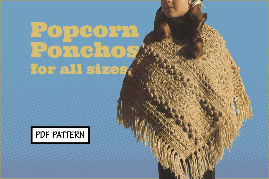 Easy Vintage CROCHET Pattern Popcorn Poncho Aran Baby Hooded Child ...
