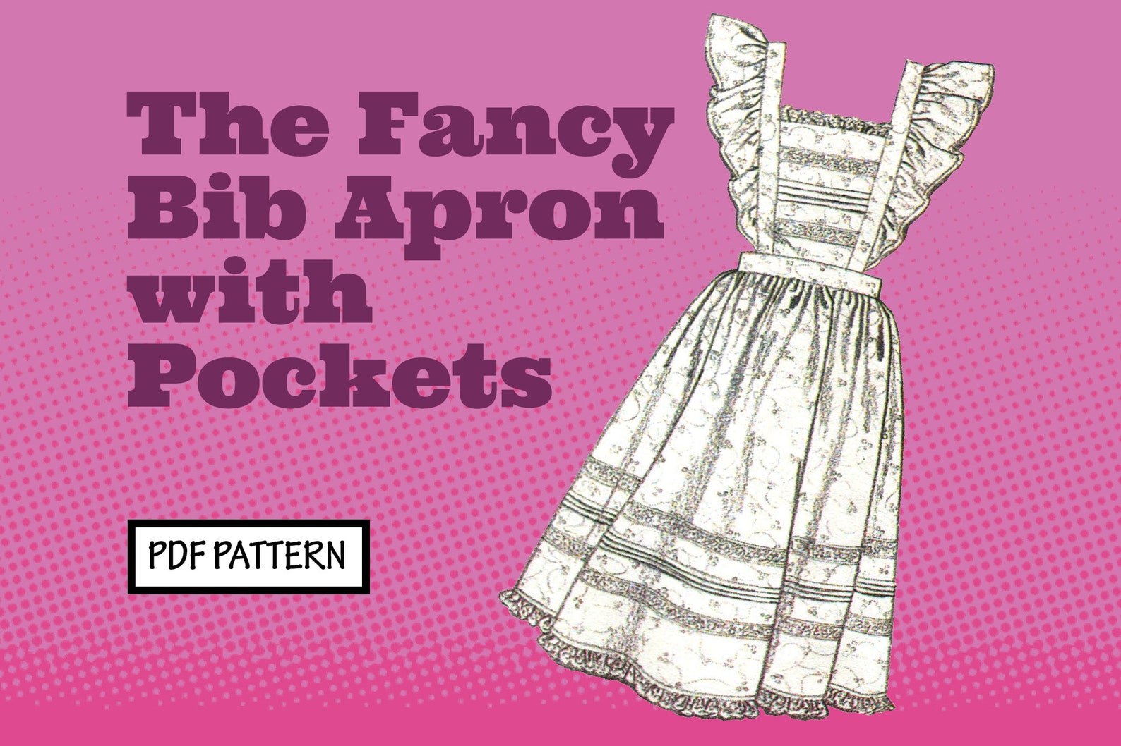 PATTERN Easy Sew Vintage Women Fancy Bib Apron or Basic With | Etsy