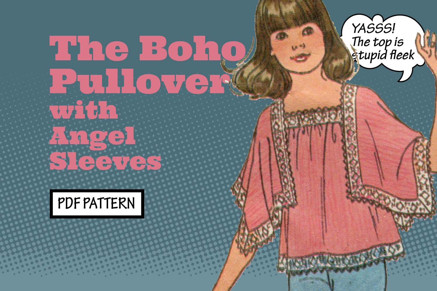 Vintage Sewing Pattern Easy Women Girls Boho Pullover Angel - Etsy ...