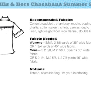 PATTERN Easy Sew Vintage His & Hers Chacabana Summer Shirt Women Men ...