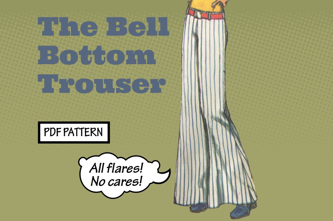 PATTERN Easy Sew Vintage Women Bell Bottom Trouser Pants Flare Bootcut ...