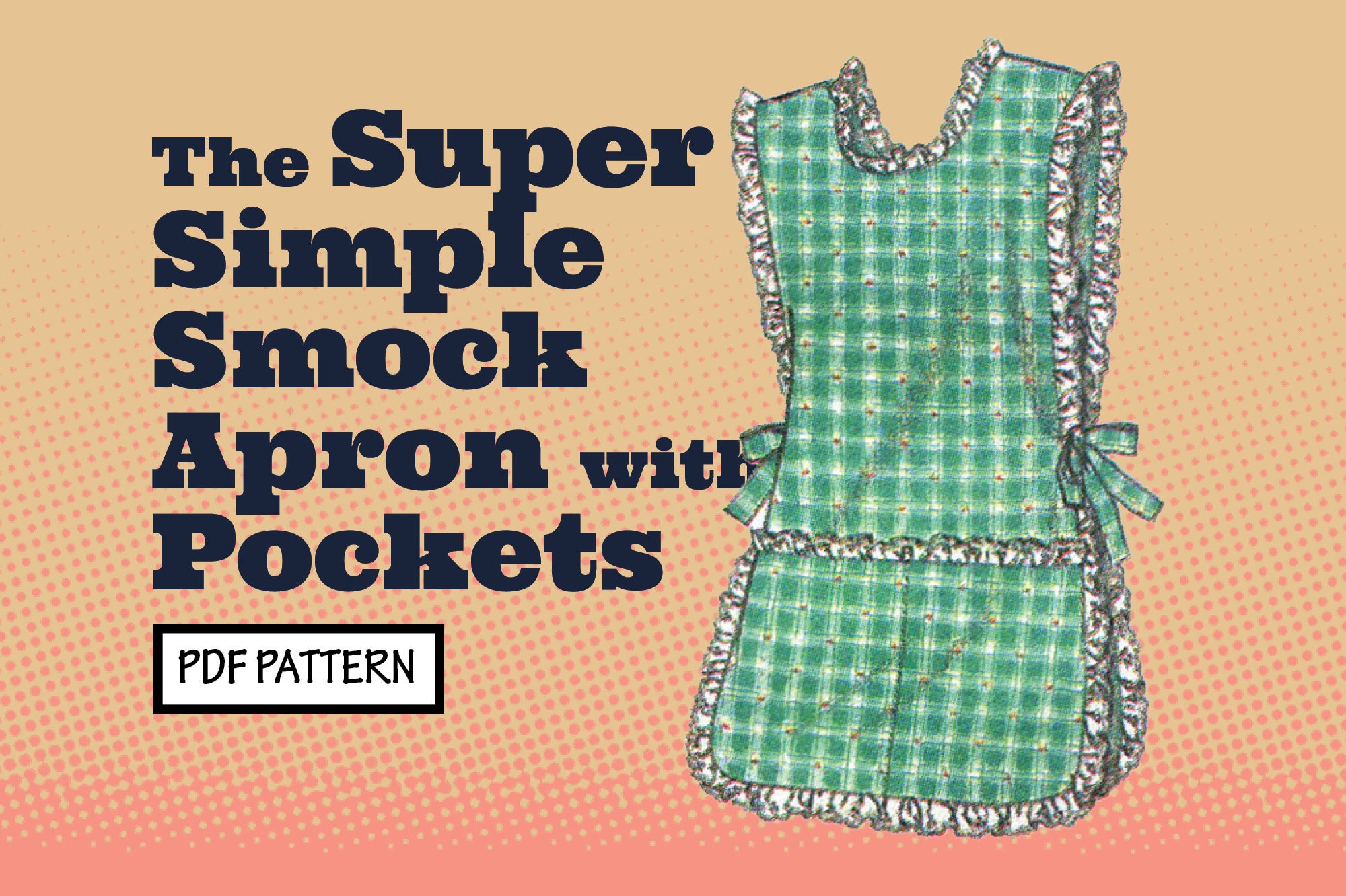 PATTERN Easy Sew Vintage Women Super Simple Smock Apron With - Etsy