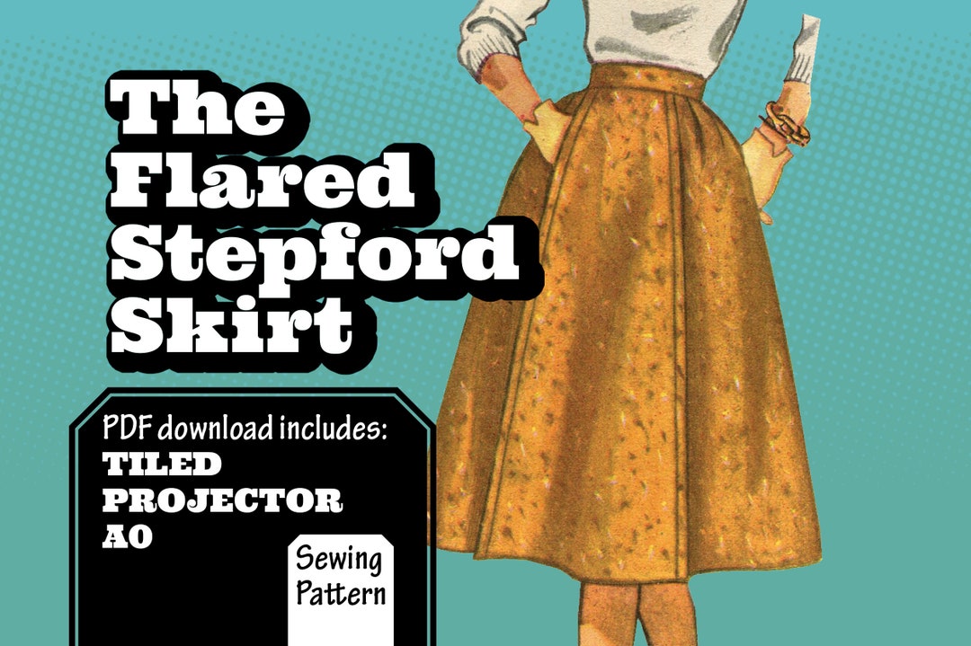 PATTERN Sew Vintage Women Flared Stepford Gored Pleated Panel Skirt ...