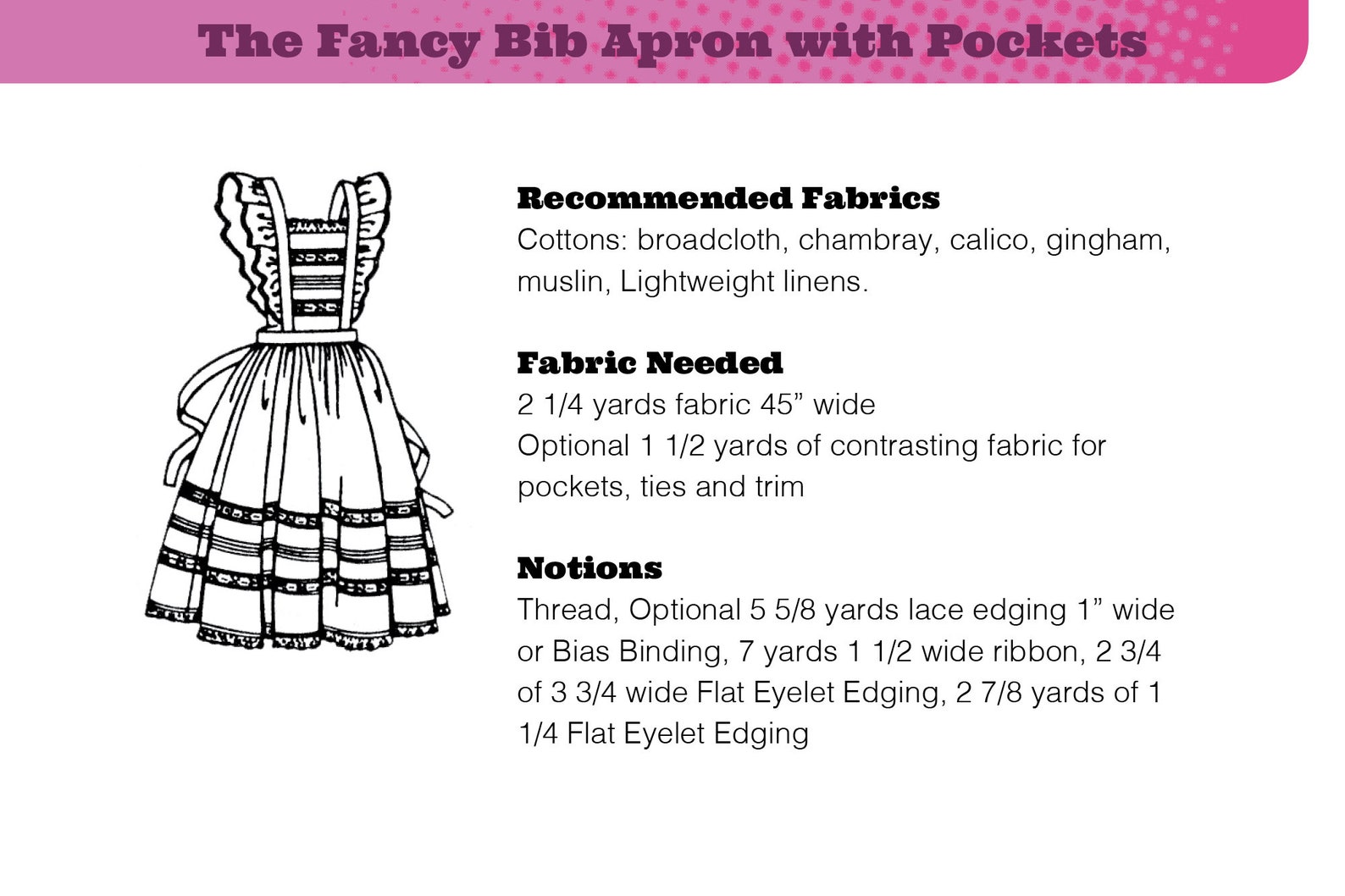 PATTERN Easy Sew Vintage Women Fancy Bib Apron or Basic With | Etsy