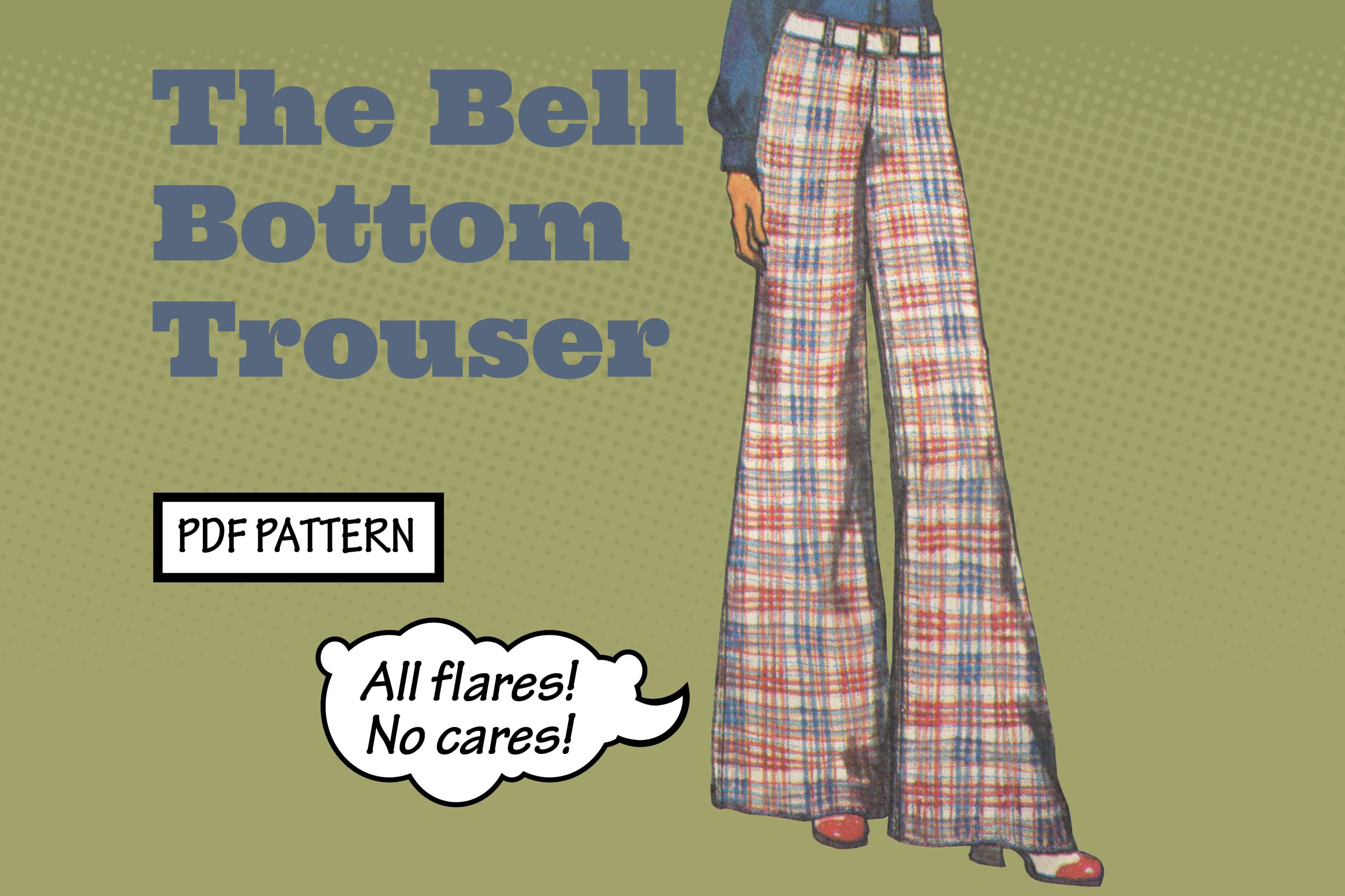 PATTERN Easy Sew Vintage Women Bell Bottom Trouser Pants Flare Bootcut ...