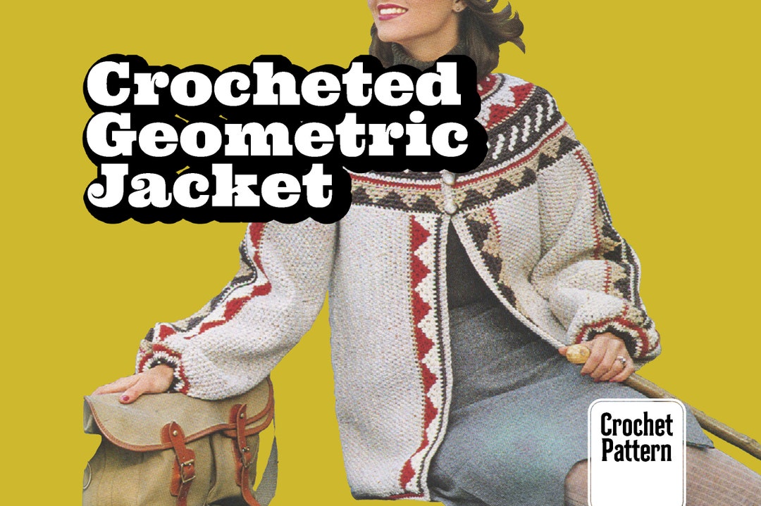 Easy Vintage CROCHET Pattern Geometric Scandinavian Navajo Aztec Jacket ...