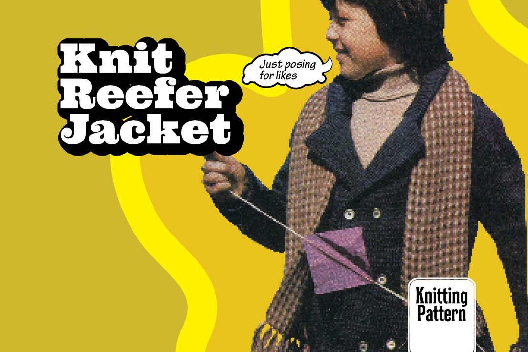 Vintage KNIT Pattern Child Reefer Jacket Double Breasted Buttoned Rever ...